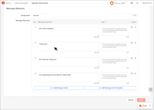 ฟีเจอร์ ข้อความทางลัด (Message Shortcut) | ศูนย์เรียนรู้ผู้ขาย Shopee ...